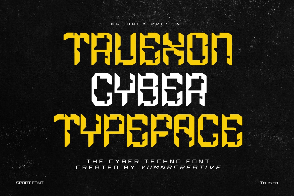 Truexon - Cyber Techno Font by Dhabee