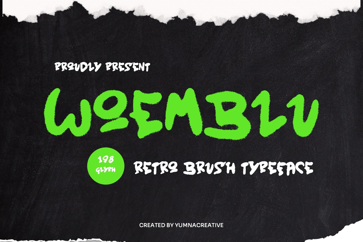 Woemblu - Retro Brush Font by Dhabee