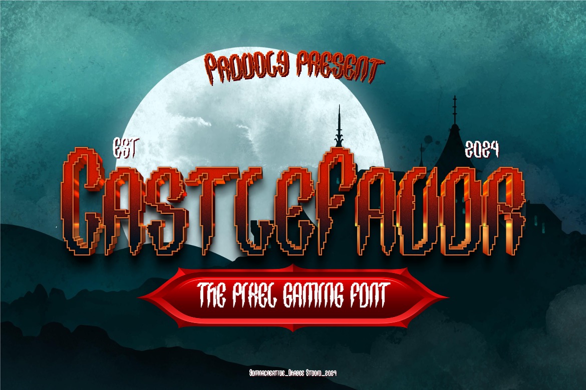 Castlefavor - Pixel Gaming Font by Dhabee