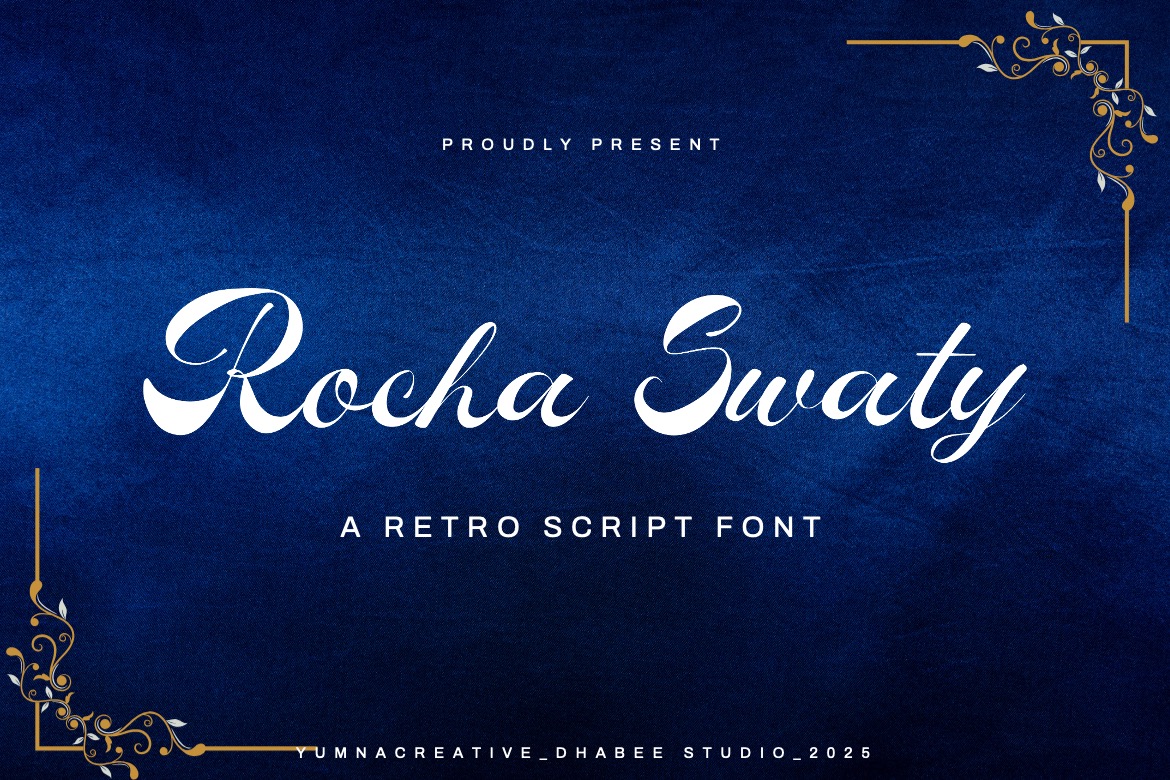 Rocha Swaty - Retro Script Font by Dhabee