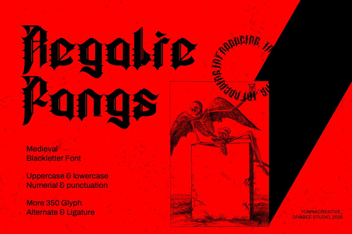 Regalie Fangs - Medieval Blackletter Font by Dhabee
